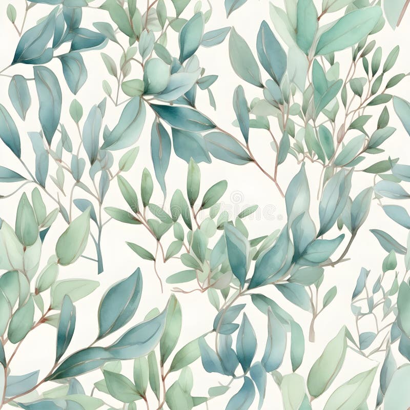 Seamless Watercolor Pattern with Eucalyptus. Floral Illustration ...