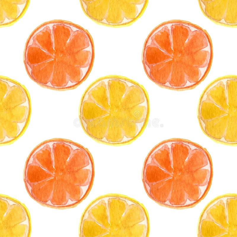 Seamless Watercolor Pattern with Oranges and Stock Vector ...