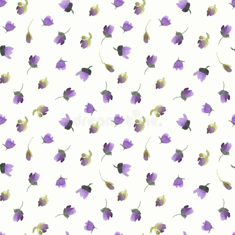 Seamless Watercolor Pattern with Small Simple Spring Flowers. Stock ...