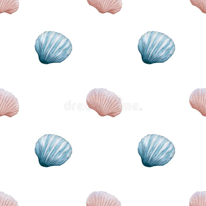 Seamless Watercolor Shell Pattern for Fabric and Packaging Design Stock ...