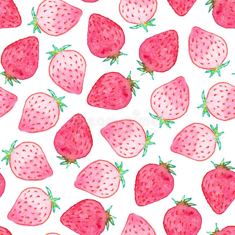 Seamless Watercolor Strawberry Pattern Stock Illustration ...