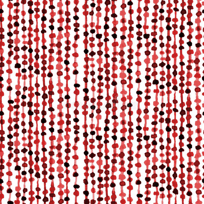 Seamless Watercolour Abstract Pattern. Thin Thread with Small Red Beads ...