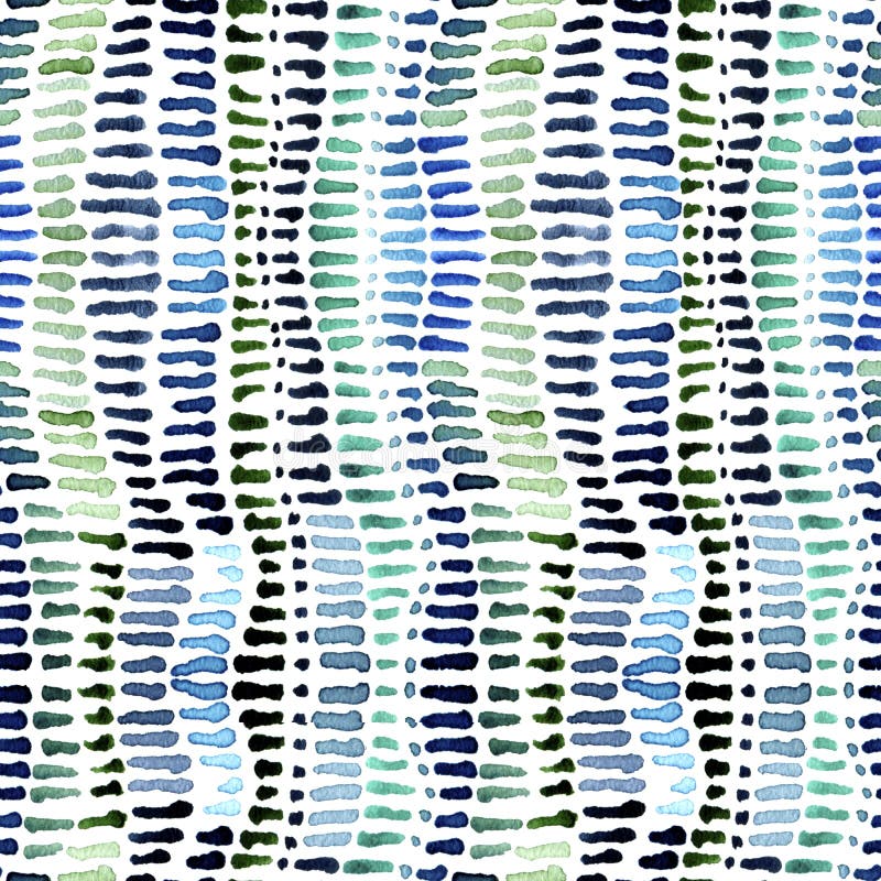 Seamless Watercolour Spots and Strokes Blue Pattern Stock Illustration ...