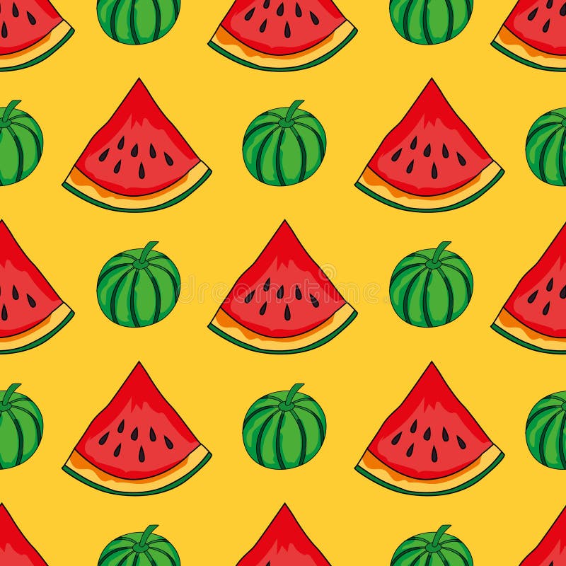 Seamless Watermelon Slice Pattern. Vector Illustration for Prints, One ...