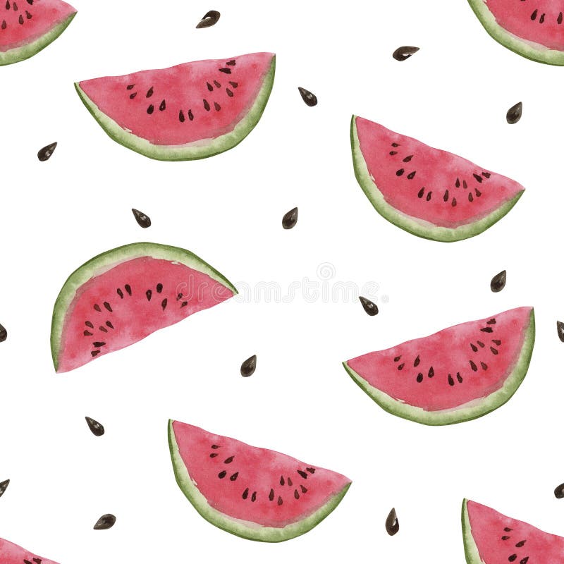 Pattern of Watermelons Cut into Triangular Pieces. Black Outline ...