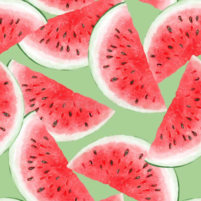 Seamless Watermelons Pattern. Background with Watermelon Slices Stock ...