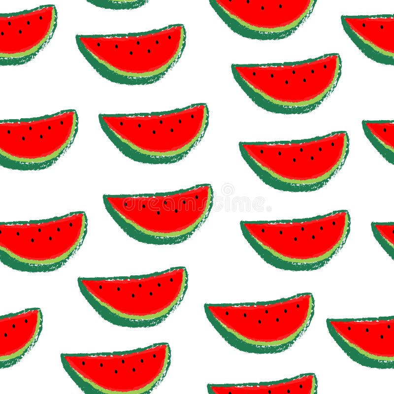 Seamless Watermelons Pattern. Red Watermelon Slices on White Background ...