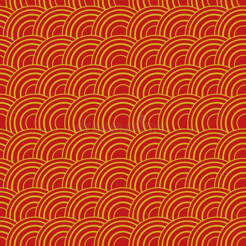 Seamless Wave Chinese Pattern for New Year Background in Red and Golden ...
