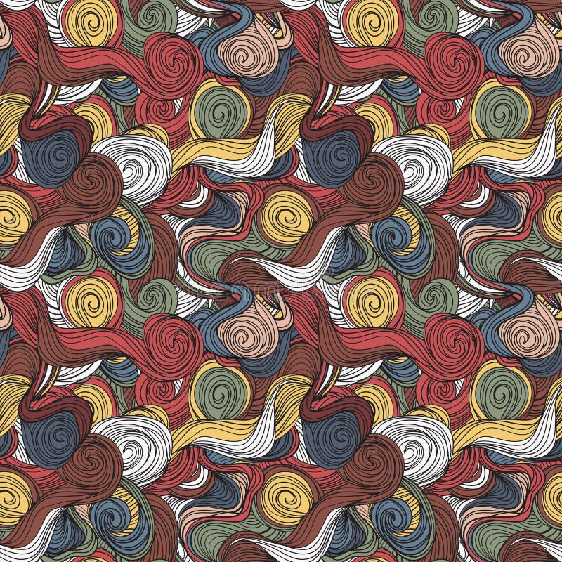 Seamless Wave Hand-drawn Pattern, Waves Background Stock Vector ...