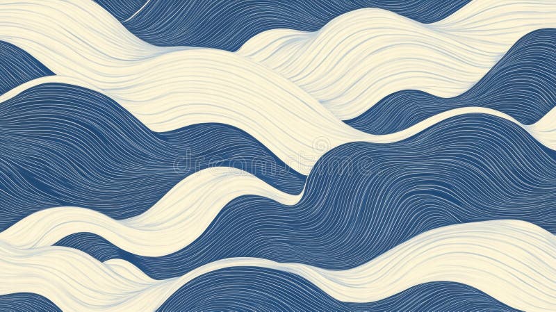 Seamless Wave Pattern with Alternating Colors Creating a Calming Oceanic Effect in Simple Design ...