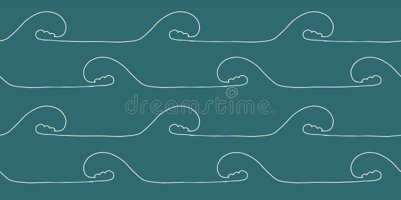Seamless Wave Pattern Drawn with One Continuous Line Stock Illustration ...