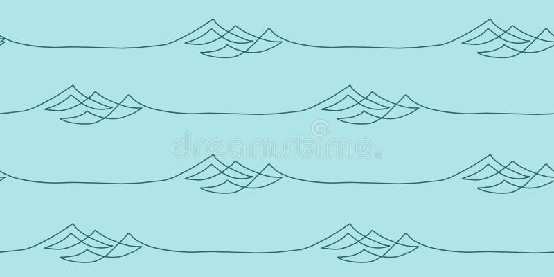 Seamless Wave Pattern Drawn with One Continuous Line Art Stock ...