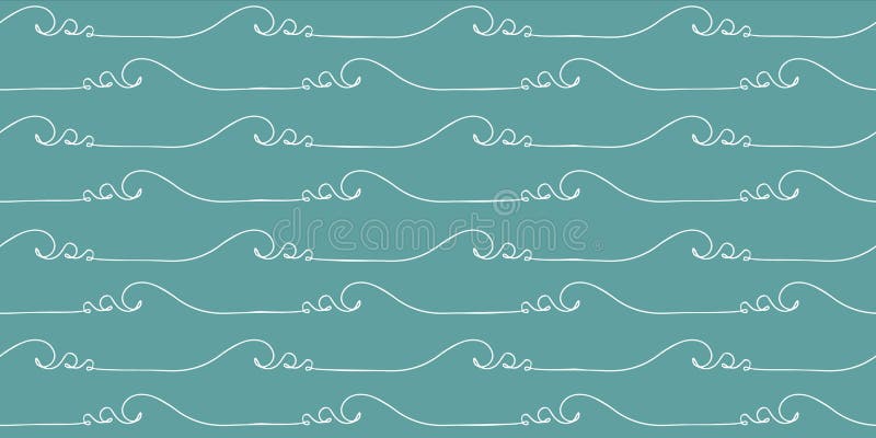 Seamless Wave Pattern Drawn with One Continuous Line Art Stock ...