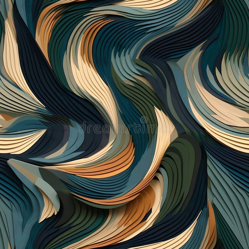 Seamless Wave Pattern of Interlocking Colors in Blue, Orange and White ...