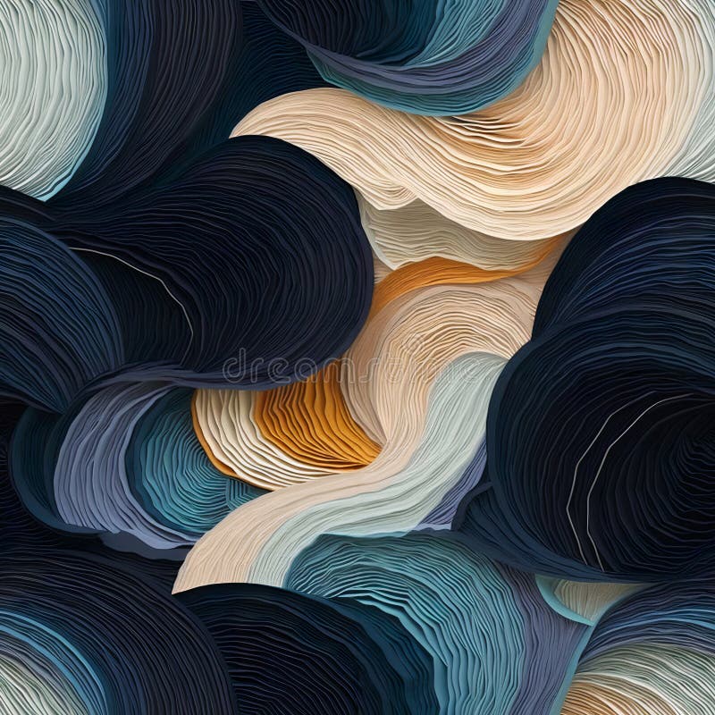 Seamless Wave Pattern of Interlocking Colors in Blue, Orange and White ...