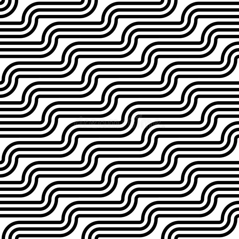 Seamless Wave Pattern Rounded Striped Ribbons Forming Winding Ocean ...