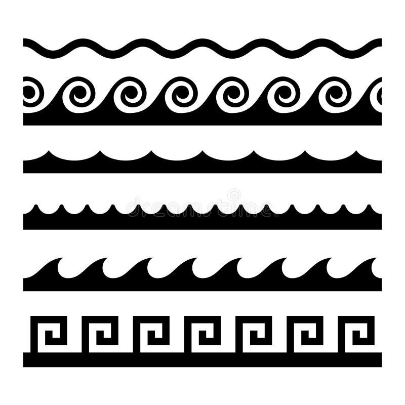 Seamless Wave Pattern Set. Vector Template Stock Vector - Illustration ...
