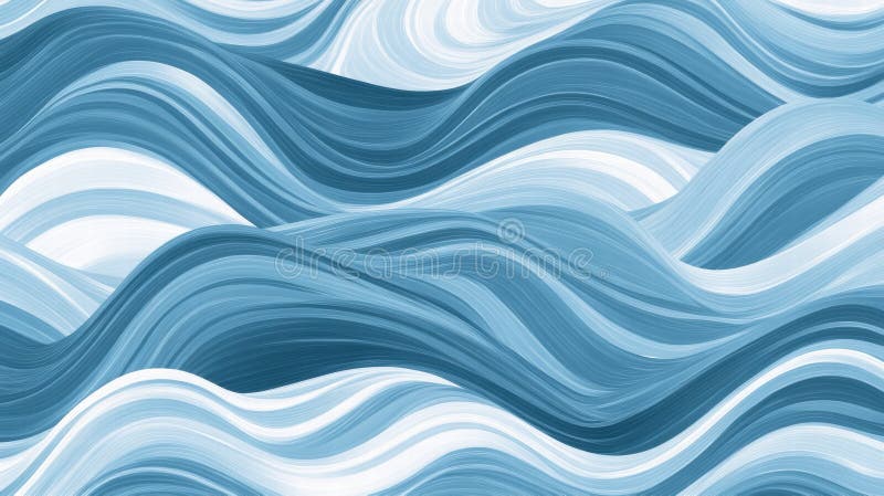 Seamless Wave Pattern Showcasing Shades of Blue and White with Fluid ...