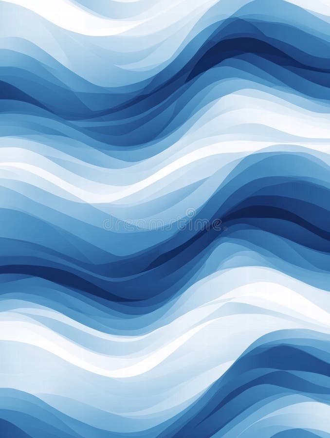Seamless Wave Pattern Showcasing Shades of Blue and White in a Soothing ...