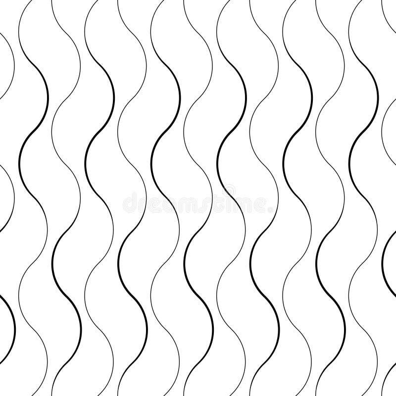 Seamless Wave and Stripe Pattern. Black and White Regular Stock Vector ...