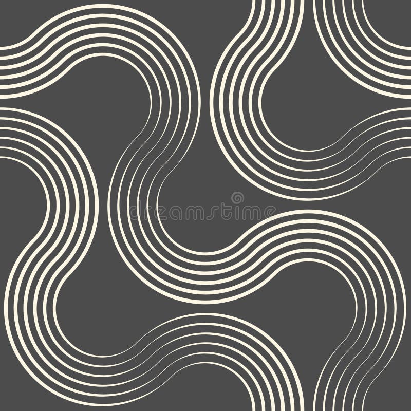 Seamless Wave and Stripe Pattern. Simple Black and White Regular Line ...