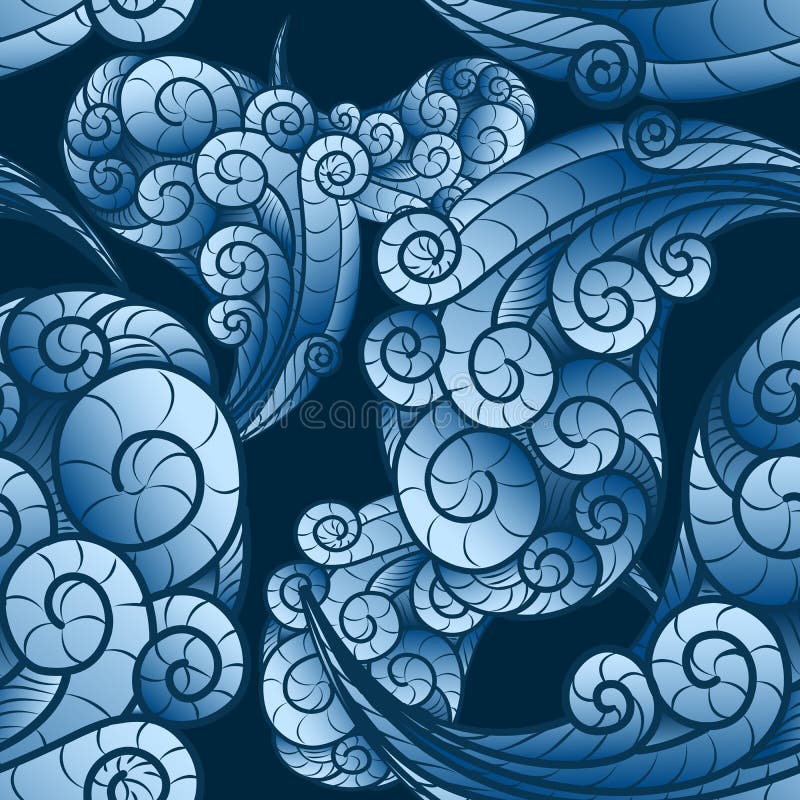 Seamless Wave Swirls Pattern Stock Vector - Illustration of seamless ...