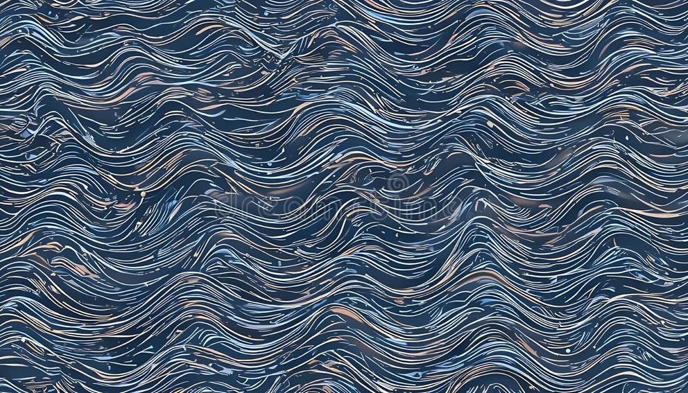 Seamless Waved Background with Hand-Drawn Waves: Horizontal Pattern for ...