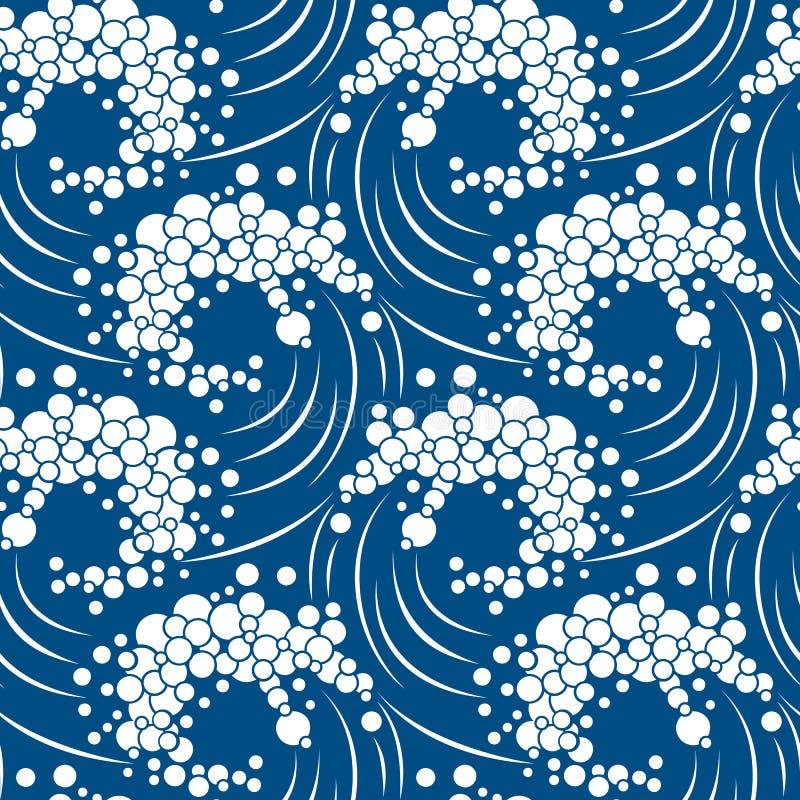 Seamless Pattern of the Great Wave Off Kanagawa Stock Vector ...