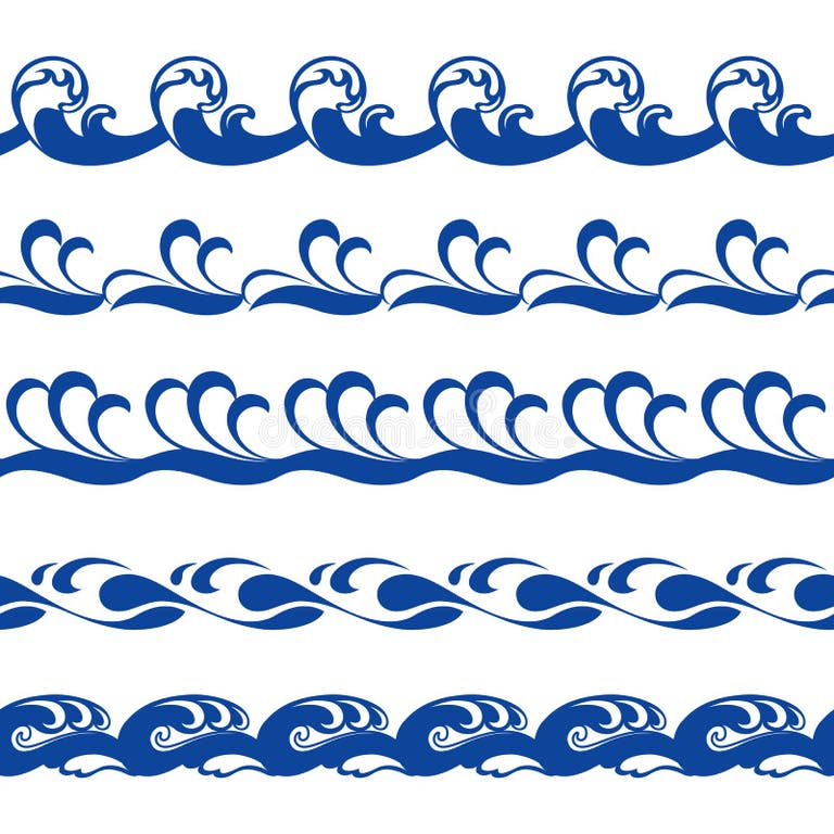 Waves Vector Seamless Borders Stock Illustrations – 396 Waves Vector ...
