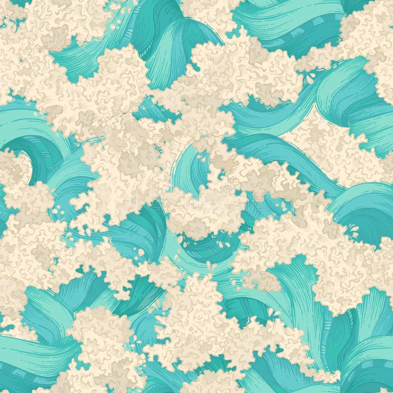 Seamless waves pattern. stock illustration. Illustration of freshness ...