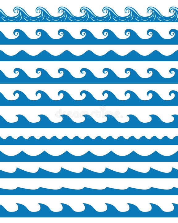 Seamless Waves Patterns Set Stock Vector - Illustration of symbol ...