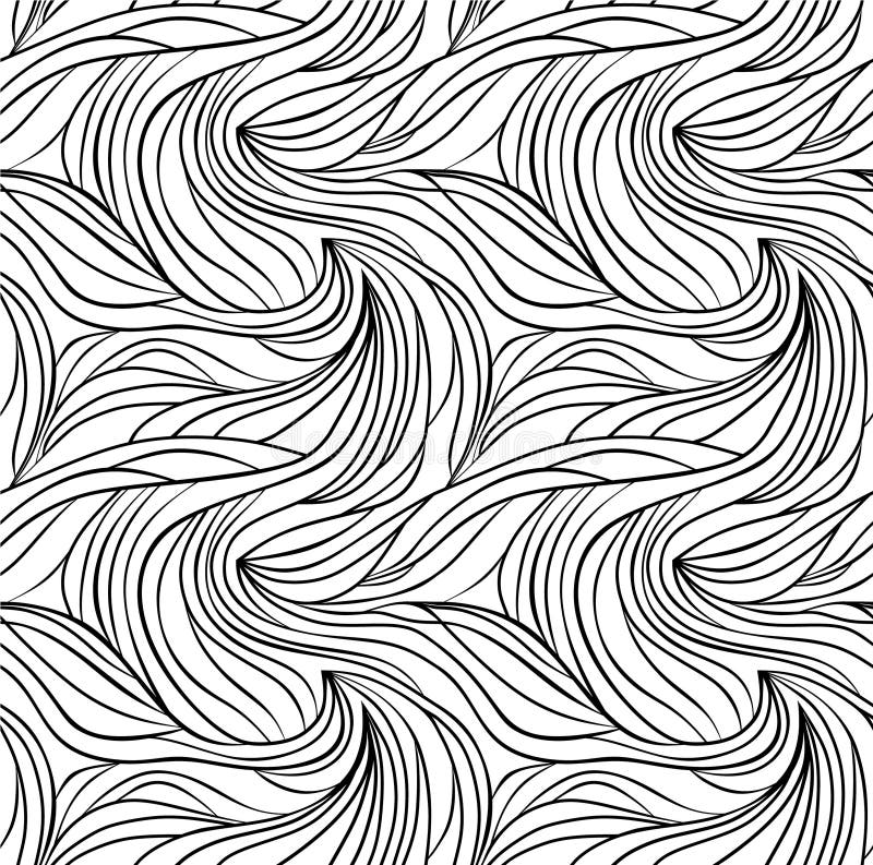 Abstract Texture Background Template of Doodle Seamless Wavy Line Curve ...