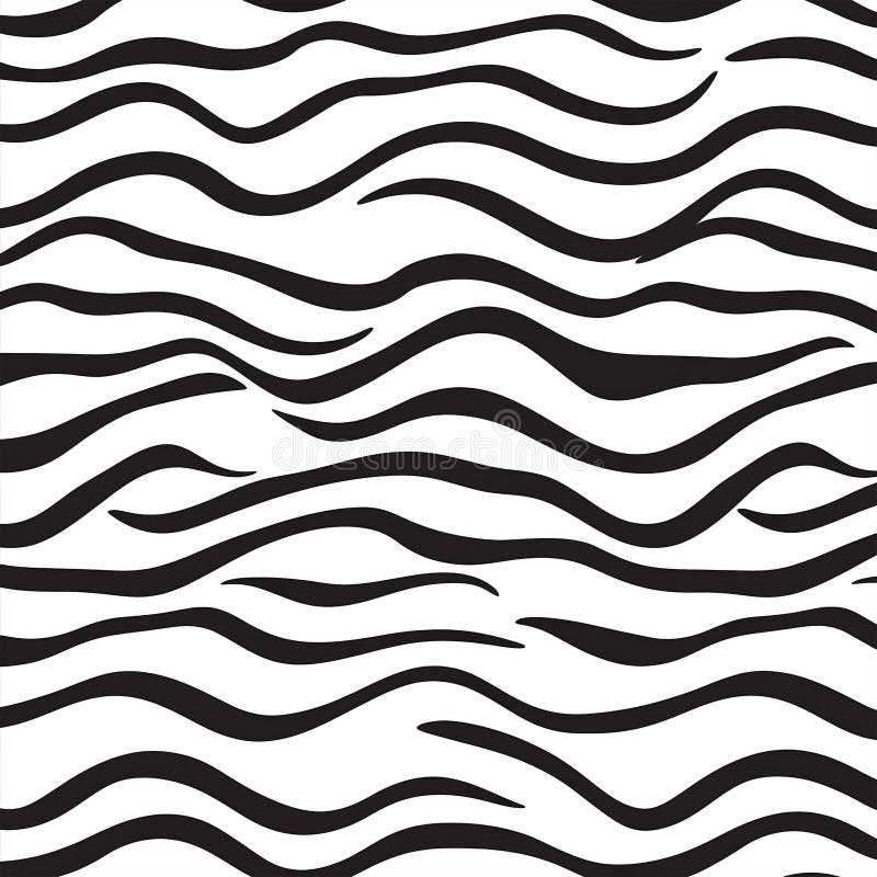 Seamless Wavy Pattern of Black Lines on a White Background, Vector Art ...