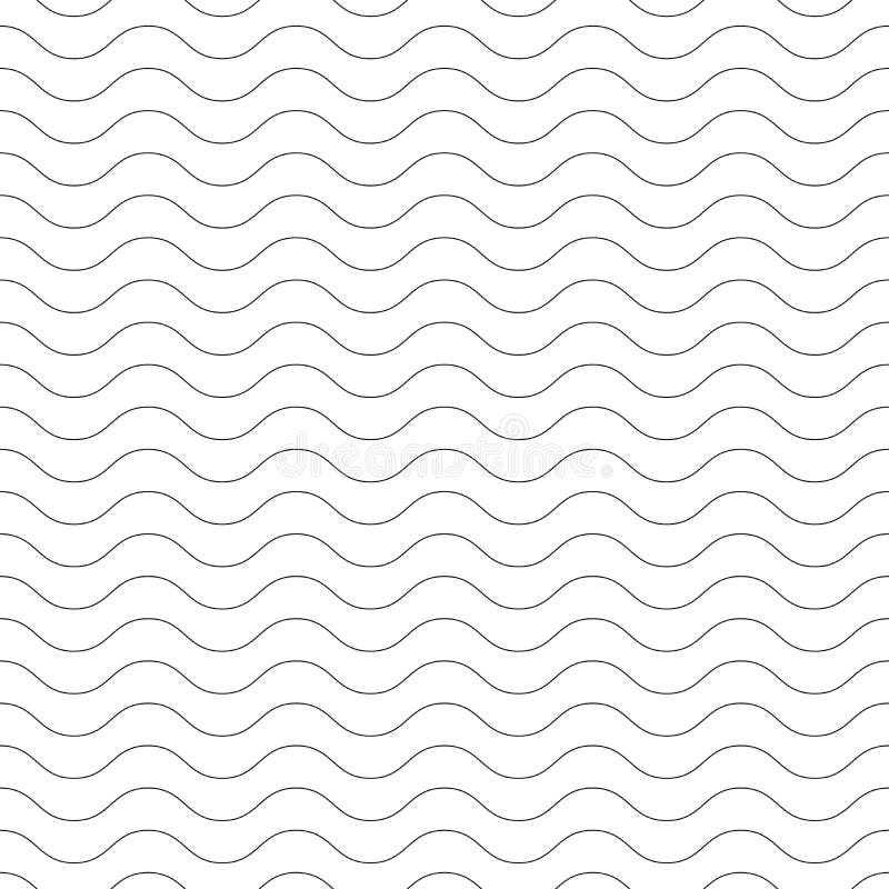 Seamless Wavy Pattern. Black Thin Lines on White Background. Nautical ...