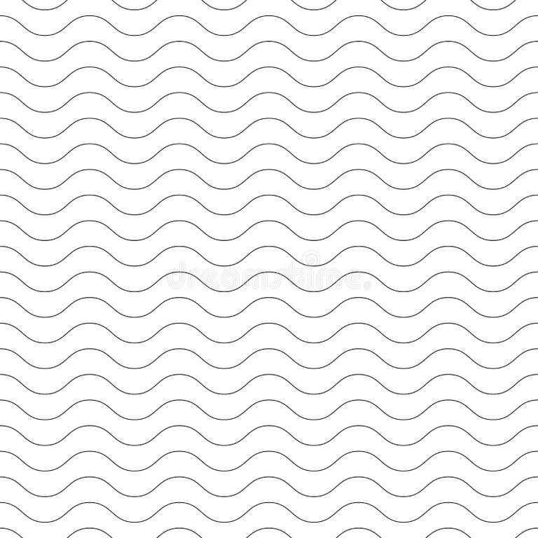 Seamless Wavy Pattern. Black Thin Lines on White Background. Nautical ...