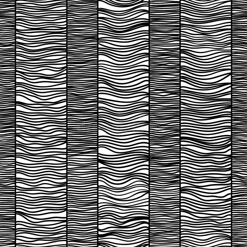 Seamless Wavy Pattern in Doodle Style. Black and White Print for Stock ...