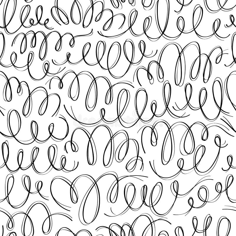 Seamless Wavy Scribbles Doodle Pattern. Stock Vector - Illustration of ...
