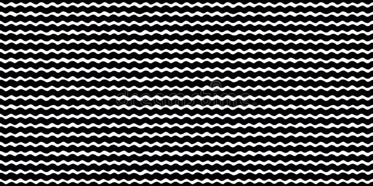 Seamless Wavy Stripe Pattern in Black and White. Bold Horizontal Lines ...