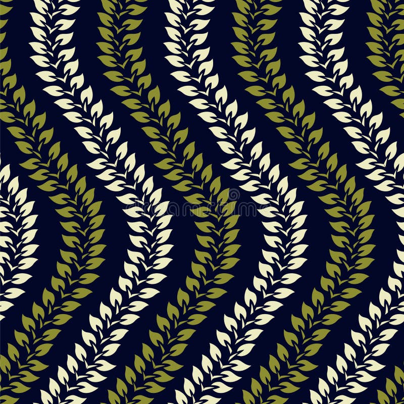 Seamless Wavy Vector Leaves Pattern Stock Vector - Illustration of leaf ...