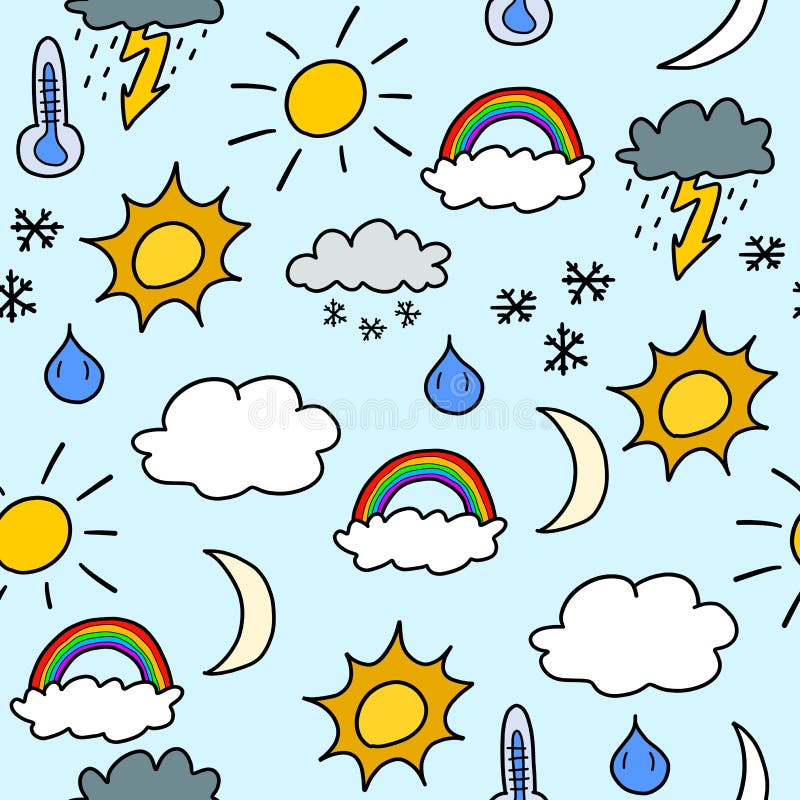 Seamless Weather Background Stock Vector - Illustration of meteorology ...