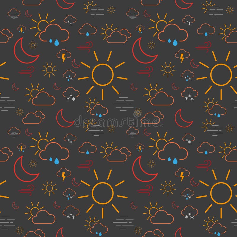 Seamless Weather Pattern stock vector. Illustration of outline - 44092355