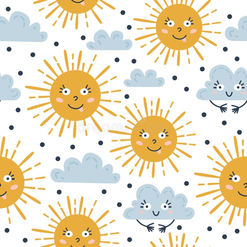 Seamless Weather Pattern. Vector Illustration for Kids Stock Vector ...