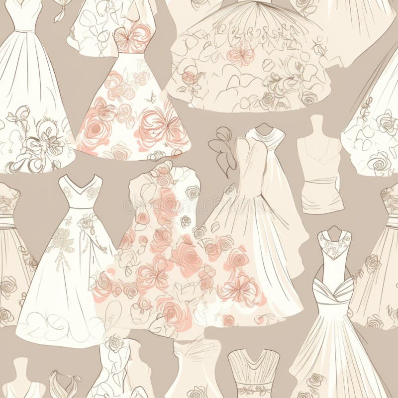 Seamless Wedding Pattern with Bride and Groom, Wedding Dresses, Suits ...