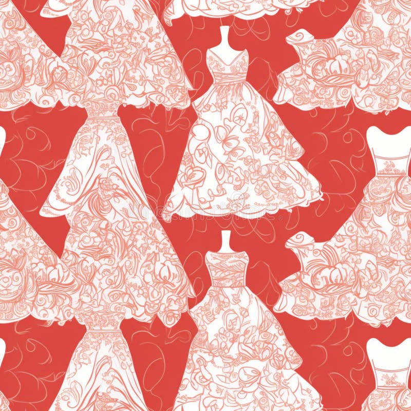 Seamless Wedding Pattern on Red Background with Bride and Groom ...