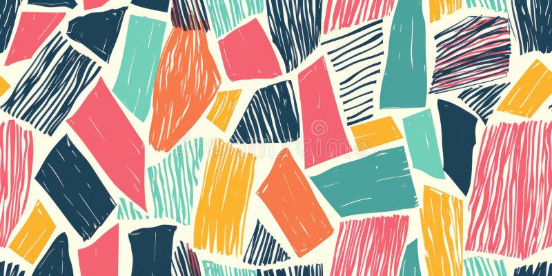 Playful Geometric Polygon Stripe Doodle Pattern Stock Illustrations – 7 ...