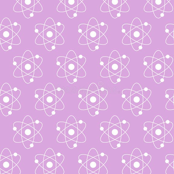 Seamless White Atom Pattern on Pink Background. Concept of Science ...