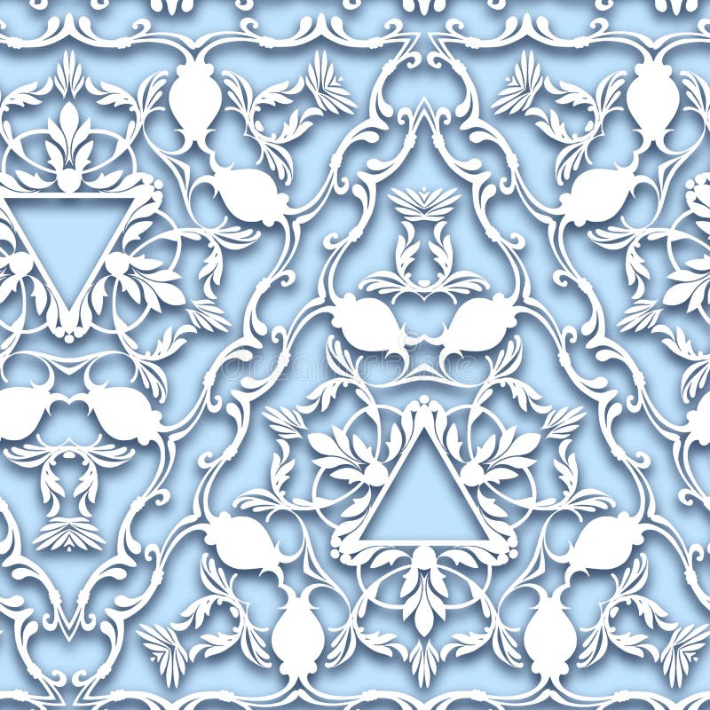 Seamless White Baroque Pattern Stock Illustration - Illustration of ...