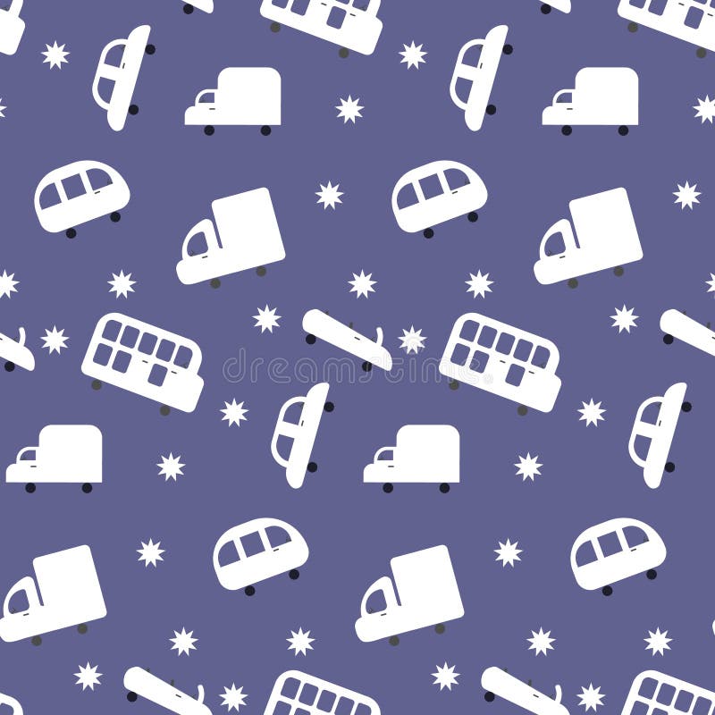 Seamless White Cars Pattern Isolated Vector Illustration. Stock Vector ...