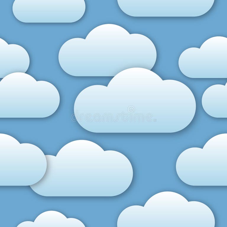 Seamless White Clouds and Blue Sky Pattern Stock Vector - Illustration ...
