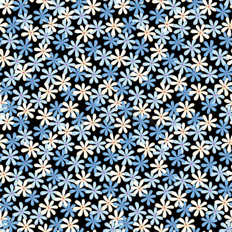 Seamless Blue Flower, Turquoise Tiny Flower Pattern with White Color ...